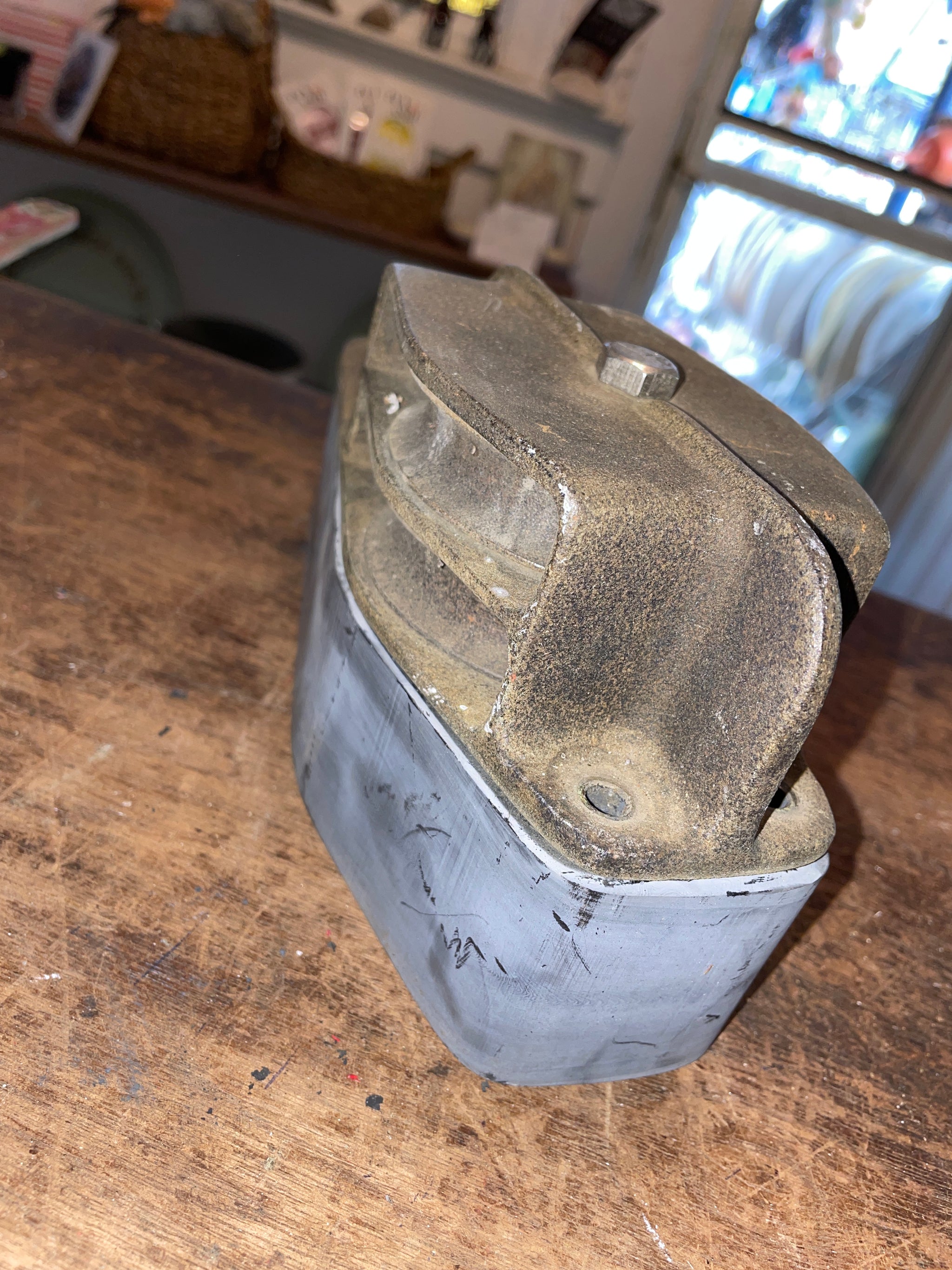 Large Brass 3 1/4” Double Cheek Block With Mounting Block- 9/16” Line ...